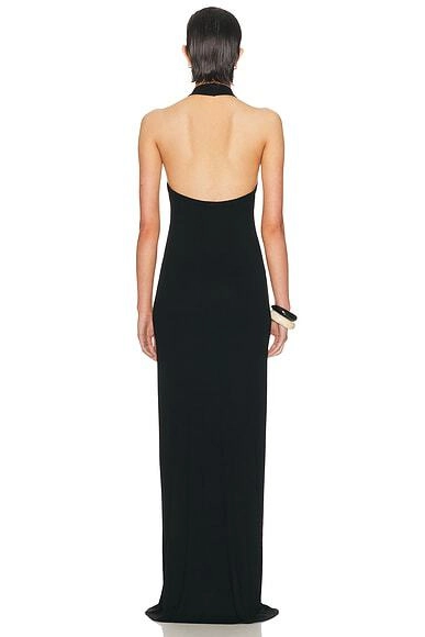 Enza Costa Silk Rib U Neck Halter Fluid Maxi Dress