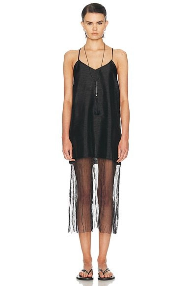 Chan Luu Techno Taffeta Mesh Dress