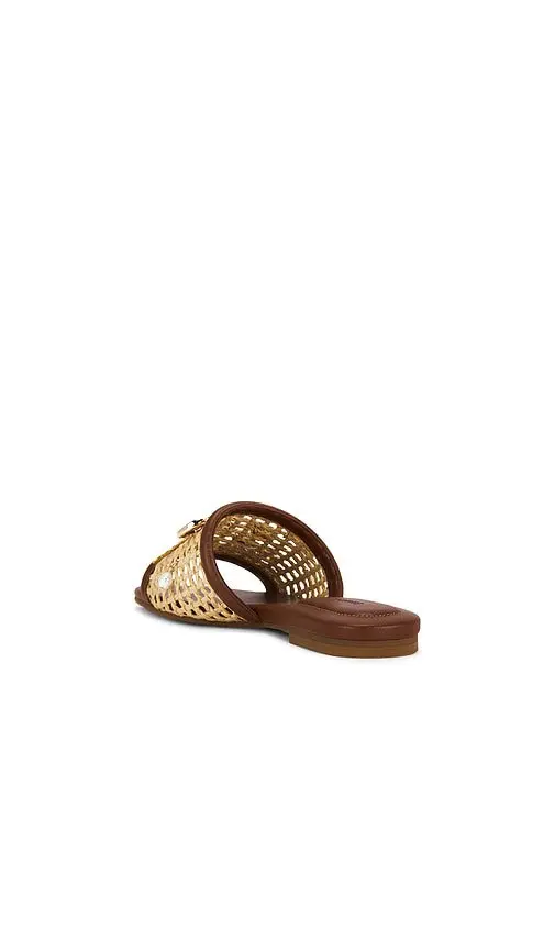 Simkhai Caspian Raffia Netted Flat Sandal In . Also