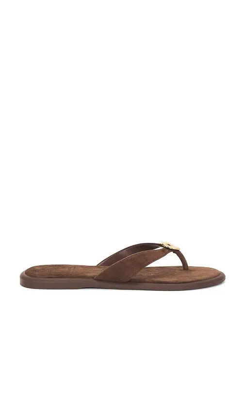 Dolce Vita Jaina Suede Thong Sandals With Gold-tone Accents - Brown