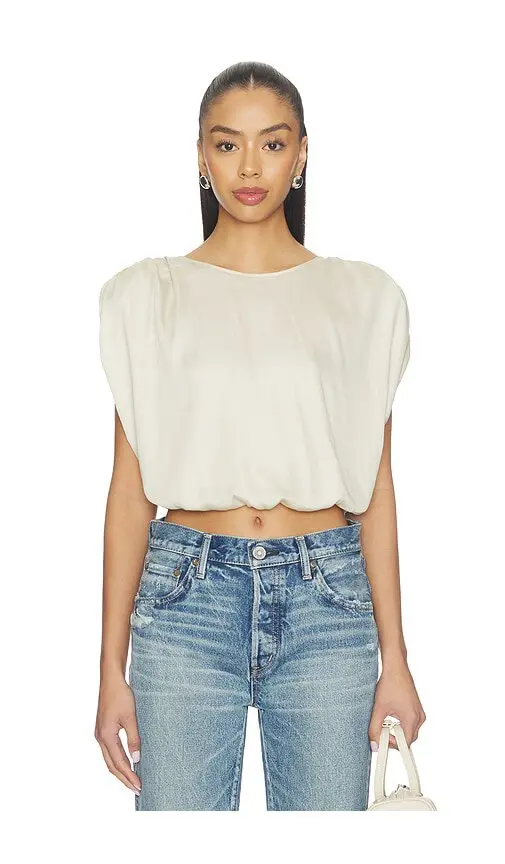 Moussy Vintage Satin Shell Cap Top - Beige