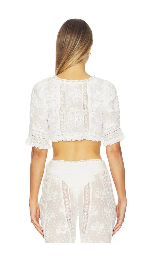 LoveShackFancy Nerissa Cropped Top With Ruffle Trim