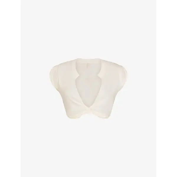SKIMS Cotton-jersey Plunge Twist Top - Egret