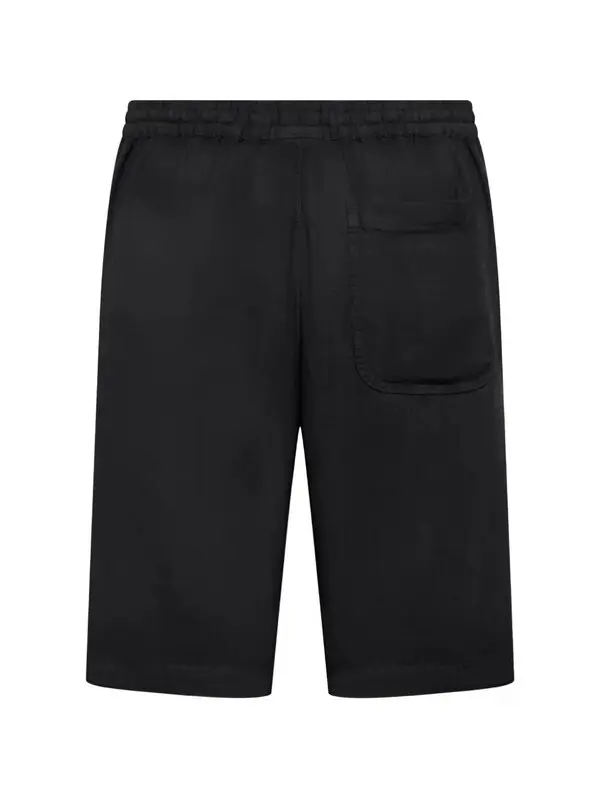 120% Lino Drawstring Linen Shorts - Black