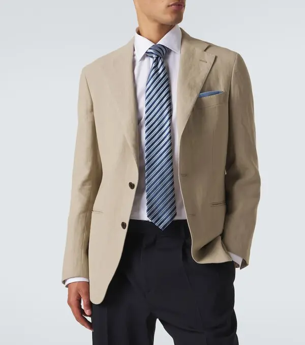 Charvet Striped Silk Jacquard Tie - Blue