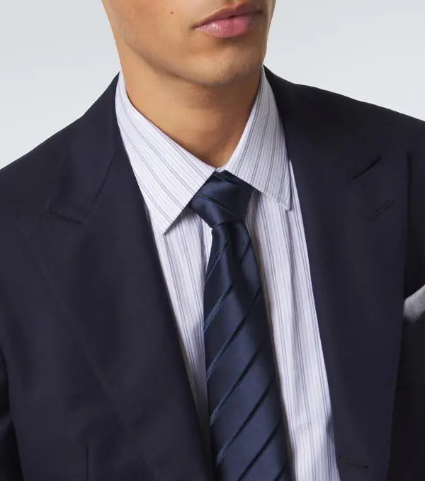 Charvet Striped Silk Jacquard Tie - Blue