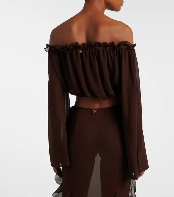 BANANHOT Ora Off-shoulder Crop Top - Brown