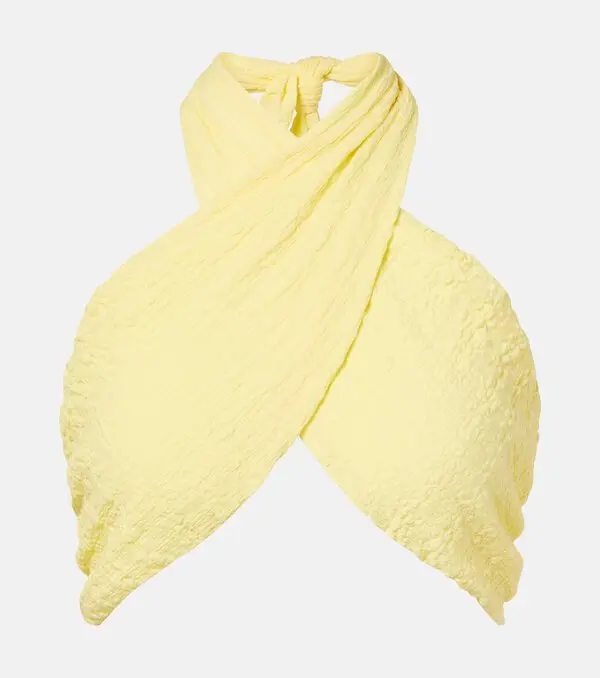Jade Swim Aylin Halterneck Seersucker Crop Top - Yellow