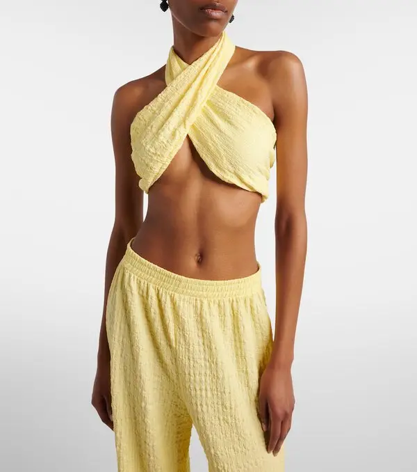 Jade Swim Aylin Halterneck Seersucker Crop Top
