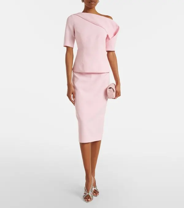 Safiyaa Hokuku Crepe Pencil Skirt