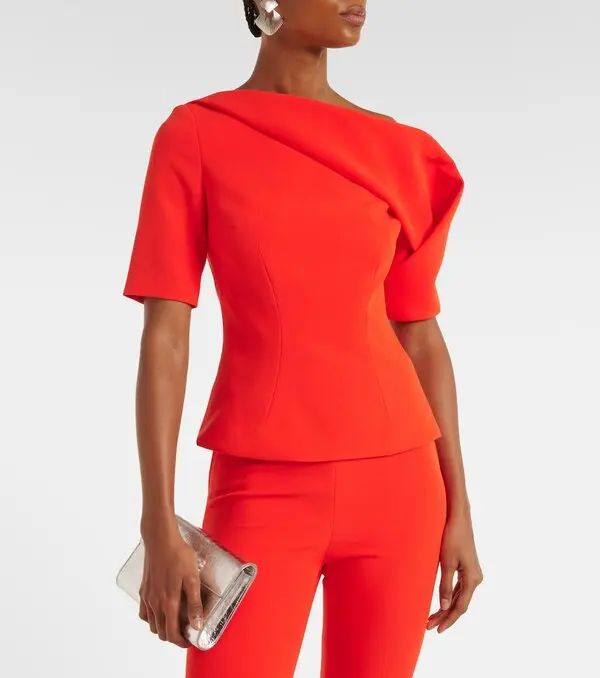 Safiyaa Marley Draped Crepe Top In Apple