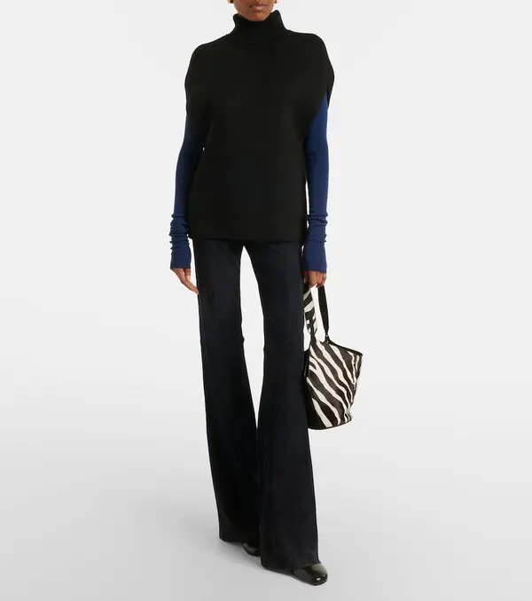 Stouls Suede Flared Trousers - Blue