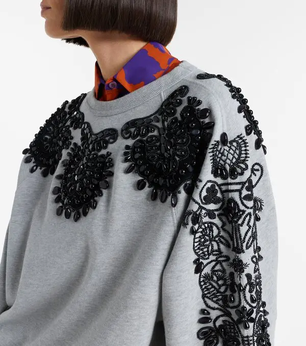 Dries Van Noten Embellished Cotton Jersey Sweatshirt