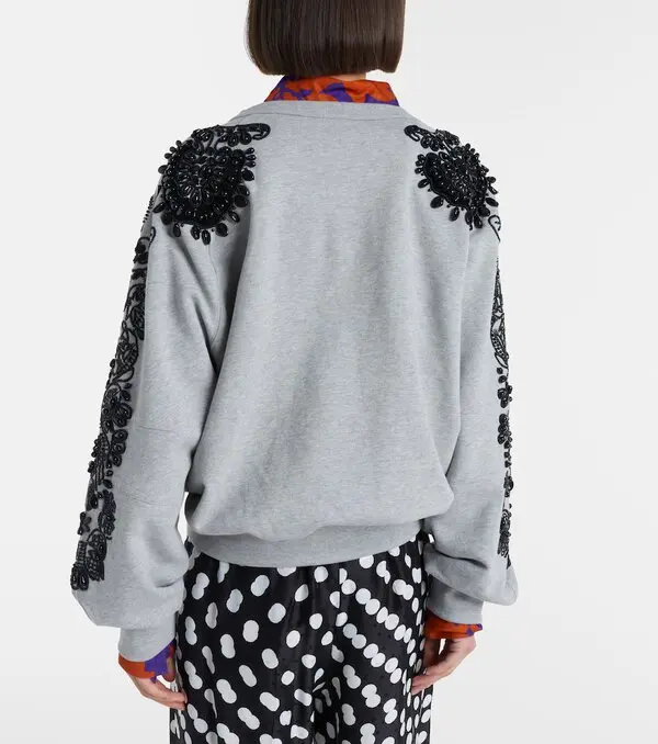 Dries Van Noten Embellished Cotton Jersey Sweatshirt