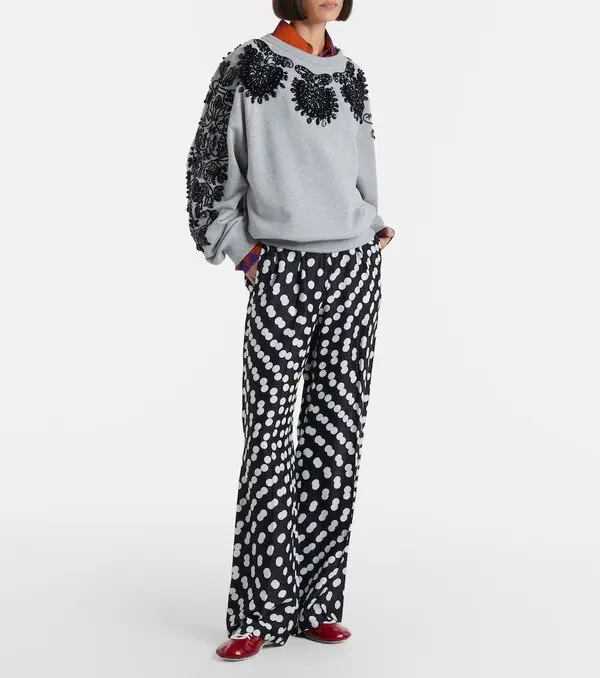 Dries Van Noten Embellished Cotton Jersey Sweatshirt