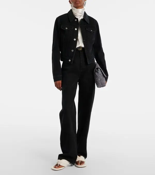 Bottega Veneta Intrecciato Leather-trimmed Denim Jacket