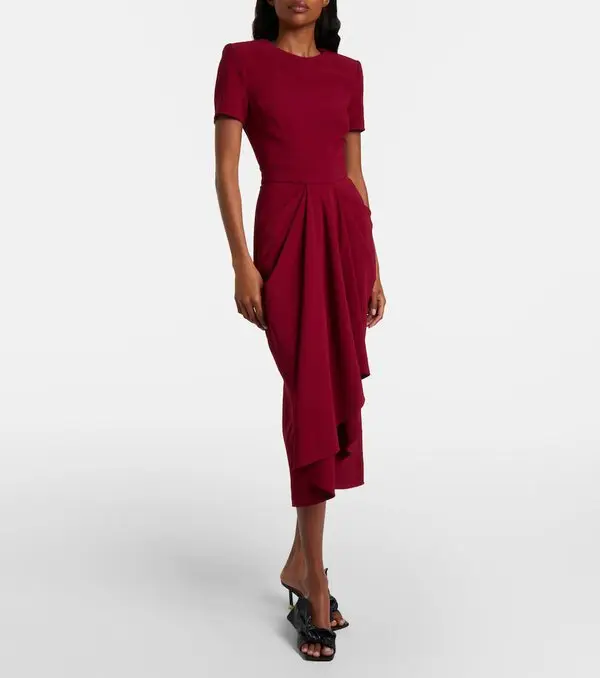 Givenchy Asymmetrical Draped Midi Dress In Cherry