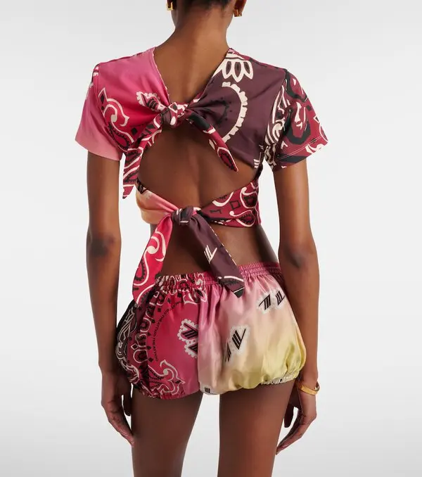 Attico Printed Silk Shorts