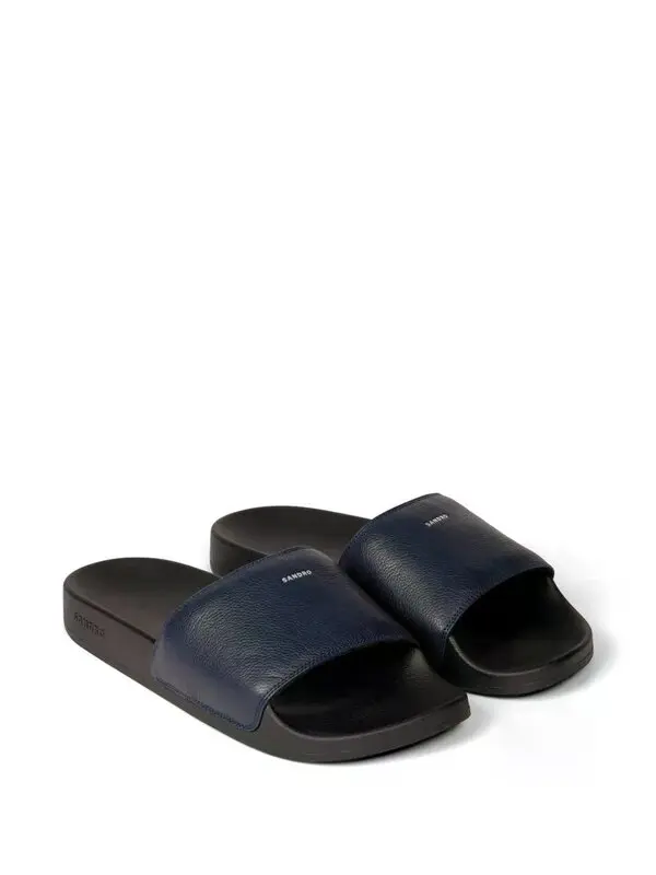 Sandro Logo Leather Slides