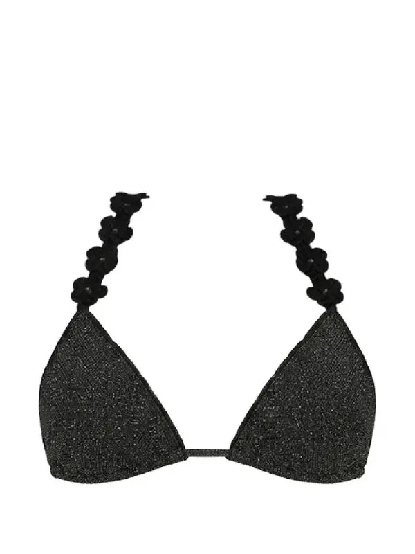 DEL MAAR Crochet-flower Bikini Top - Black
