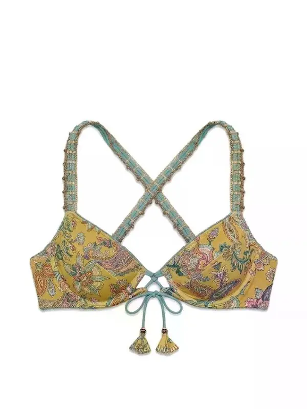 DEL MAAR Paisley Pattern Bikini Top - Green