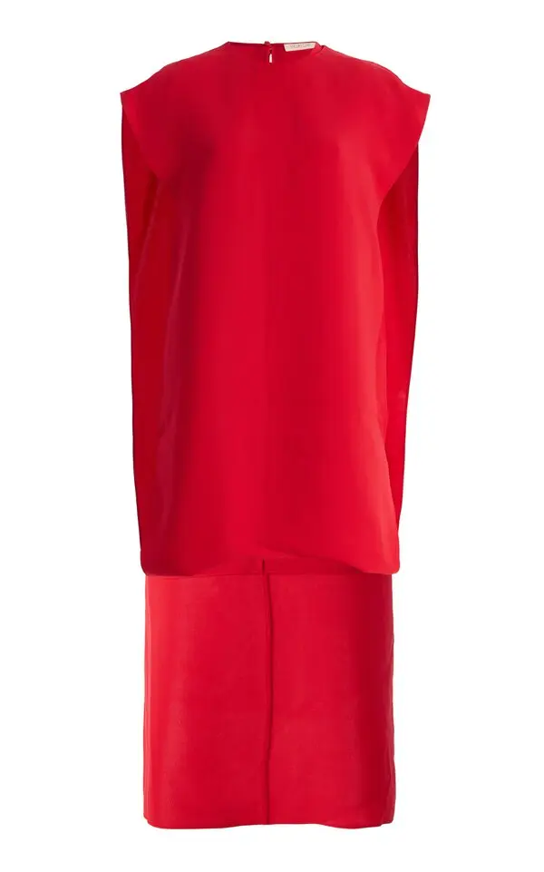 HEIRLOME Athena Silk Cape Dress - Red