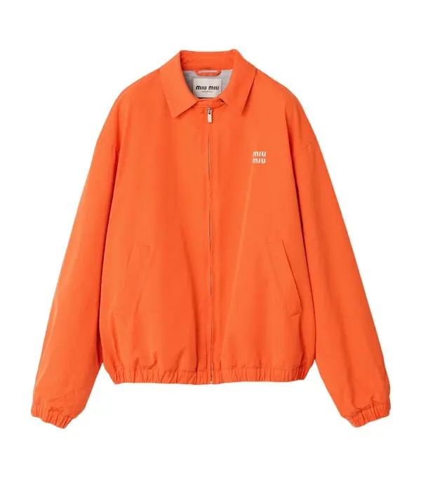 Miu Miu Cotton Poplin Blouson Jacket - Orange