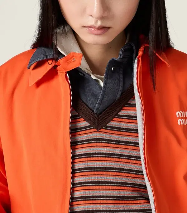 Miu Miu Cotton Poplin Blouson Jacket - Orange