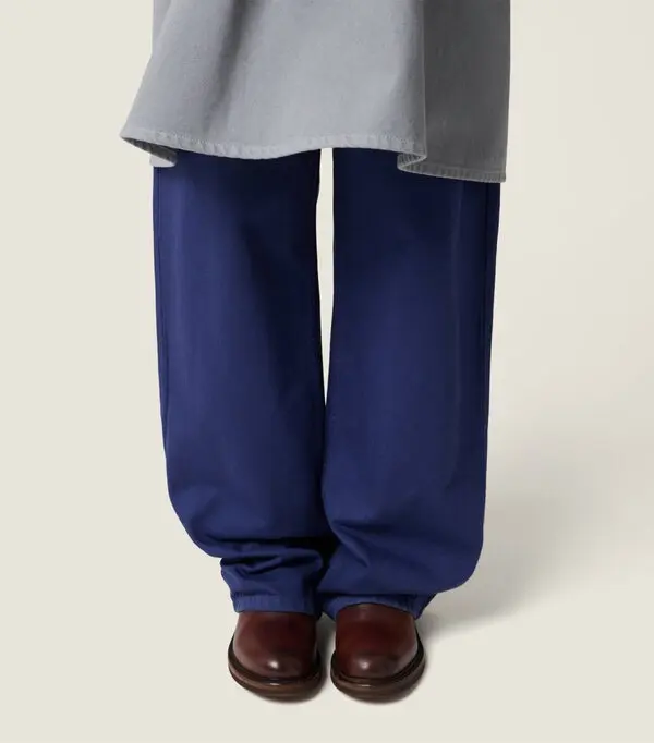 Miu Miu Cotton Gabardine Straight Leg Trousers