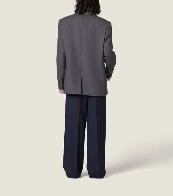 Miu Miu Fleece Wool Pinstripe Trousers