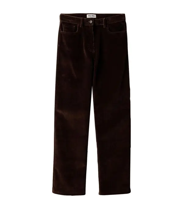 Miu Miu Corduroy Straight Leg Trousers - Brown