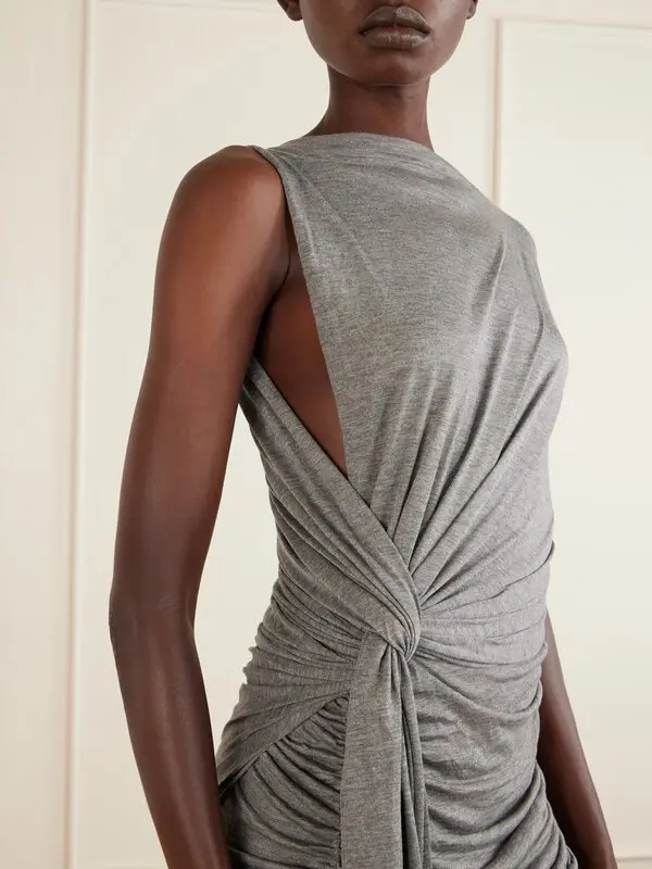 Alex Perry Knotted Draped Ruched Jersey Mini Dress