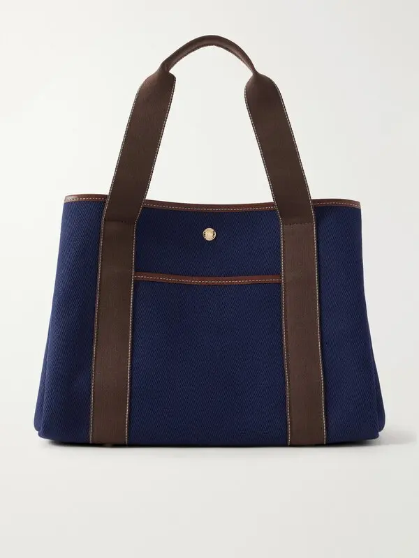 Rue De Verneuil Traversée Medium Canvas And Leather Tote - Blue