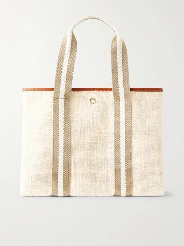 Rue De Verneuil Traversée Medium Tweed Tote With Leather Trim - Neutrals