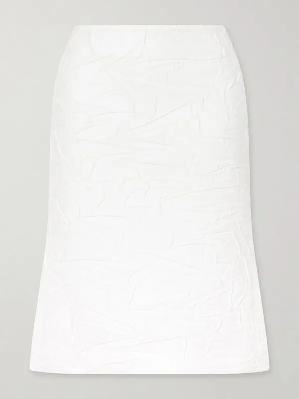 SHUSHU/TONG Crinkled Cotton-blend Trumpet Hem Mini Skirt - White