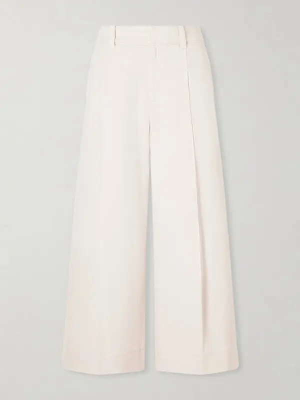 Brunello Cucinelli Cotton-blend Wide-leg Pleated Trousers - Neutrals