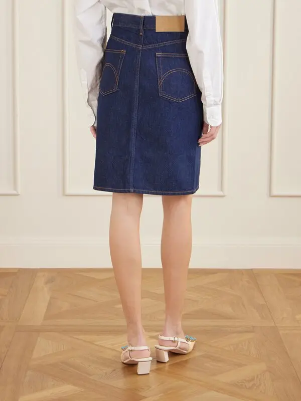 BLAZÉ MILANO Denim Midi Skirt With Front Slit