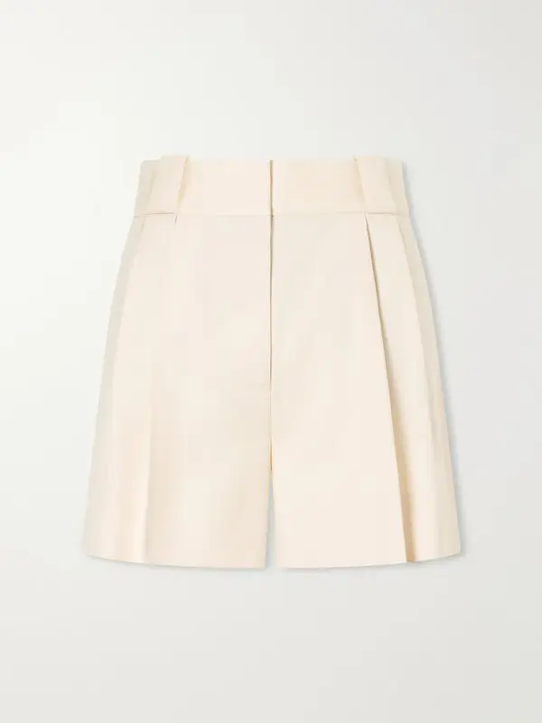 BLAZÉ MILANO Danae Mid-rise Pleated Canvas Shorts
