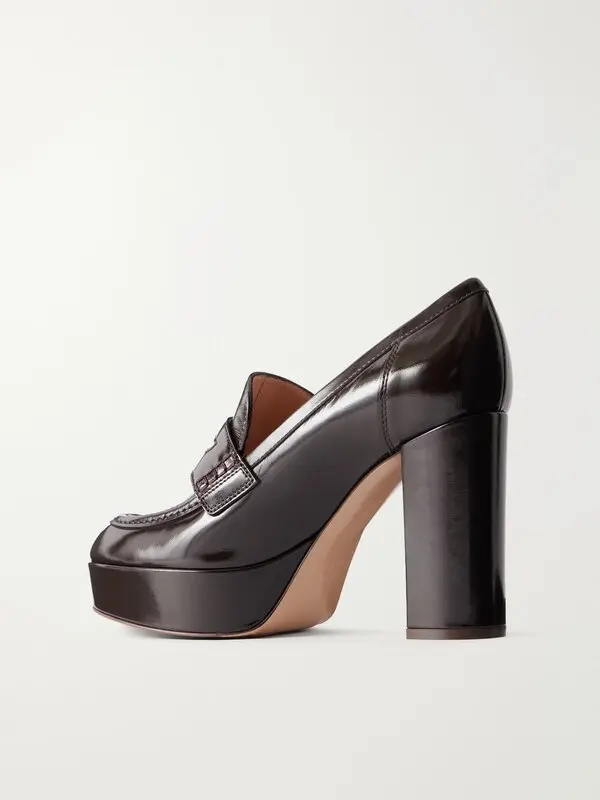 GIANVITO ROSSI Hadden Nuit Leather Platform Pumps