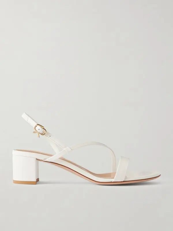 GIANVITO ROSSI White Leather Sandals With Bow Detail - Neutrals