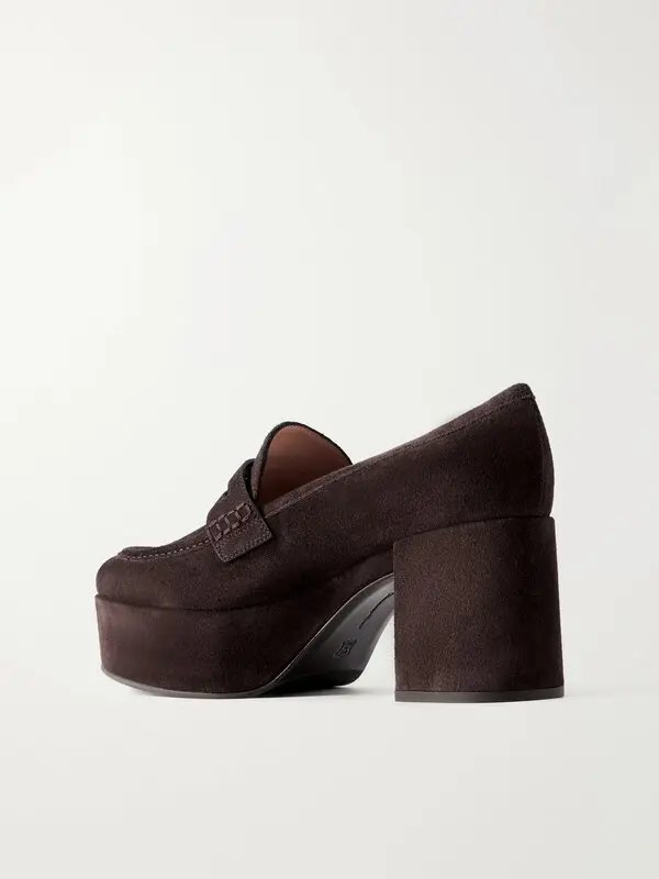 GIANVITO ROSSI Jenna 35 Suede Platform Pumps - Brown