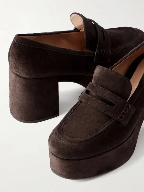 GIANVITO ROSSI Jenna 35 Suede Platform Pumps - Brown