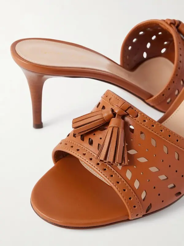 GIANVITO ROSSI 70 Laser-cut Leather Mules
