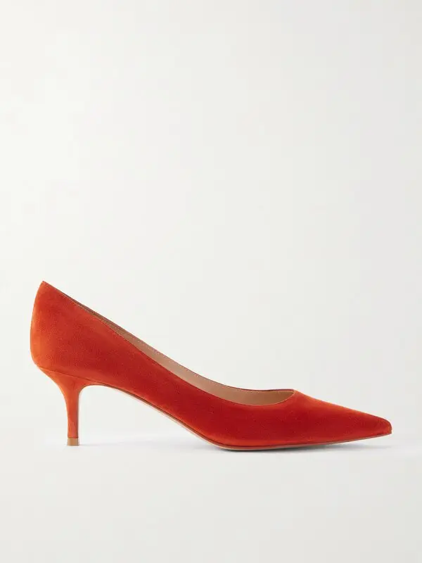 GIANVITO ROSSI Suede Kitten Heel Pumps - Red