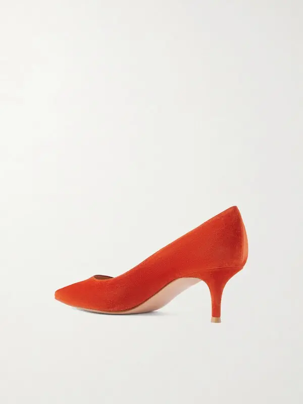 GIANVITO ROSSI Suede Kitten Heel Pumps - Red