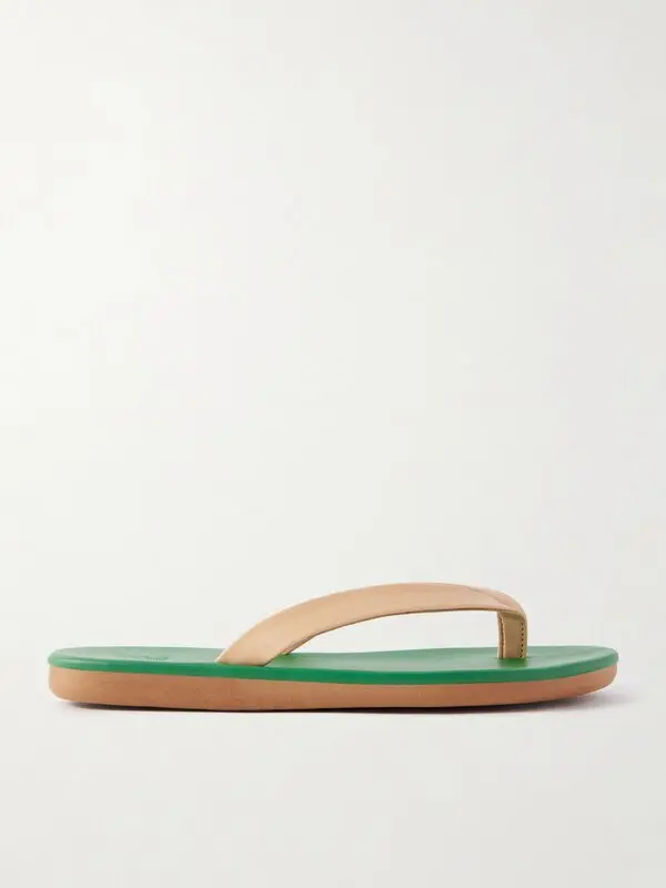 ANCIENT GREEK SANDALS Saionara Leather Flip Flops - Green