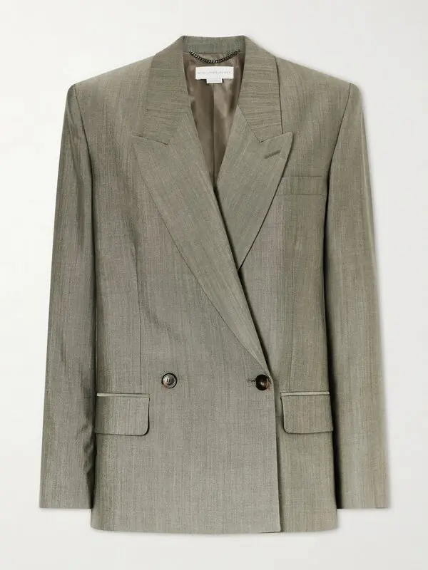 Stella McCartney Tropical Double-breasted Wool And Silk-blend Blazer