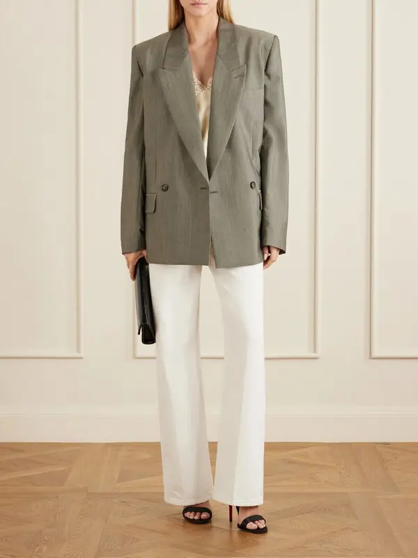 Stella McCartney Tropical Double-breasted Wool And Silk-blend Blazer