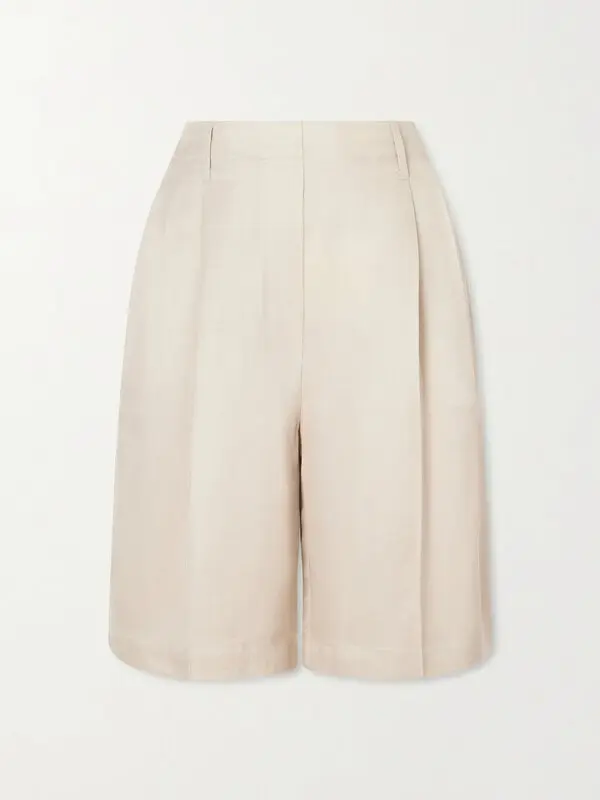 LESET Kim Pleated Woven Shorts