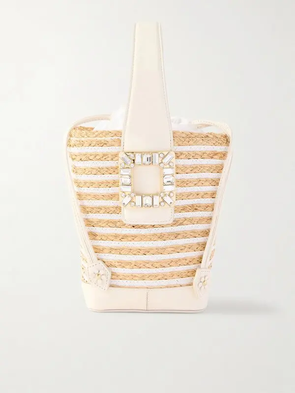 ROGER VIVIER Viv' Skate Embellished Clutch - Neutrals